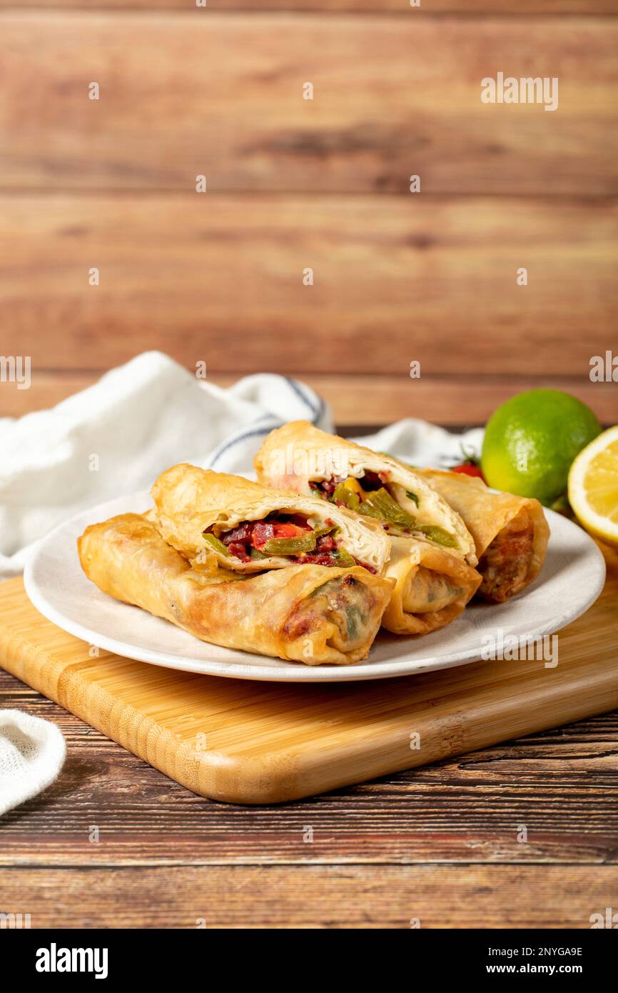 Pacanga pastry. Turkish cuisine delicacies. Pastry made with phyllo ...