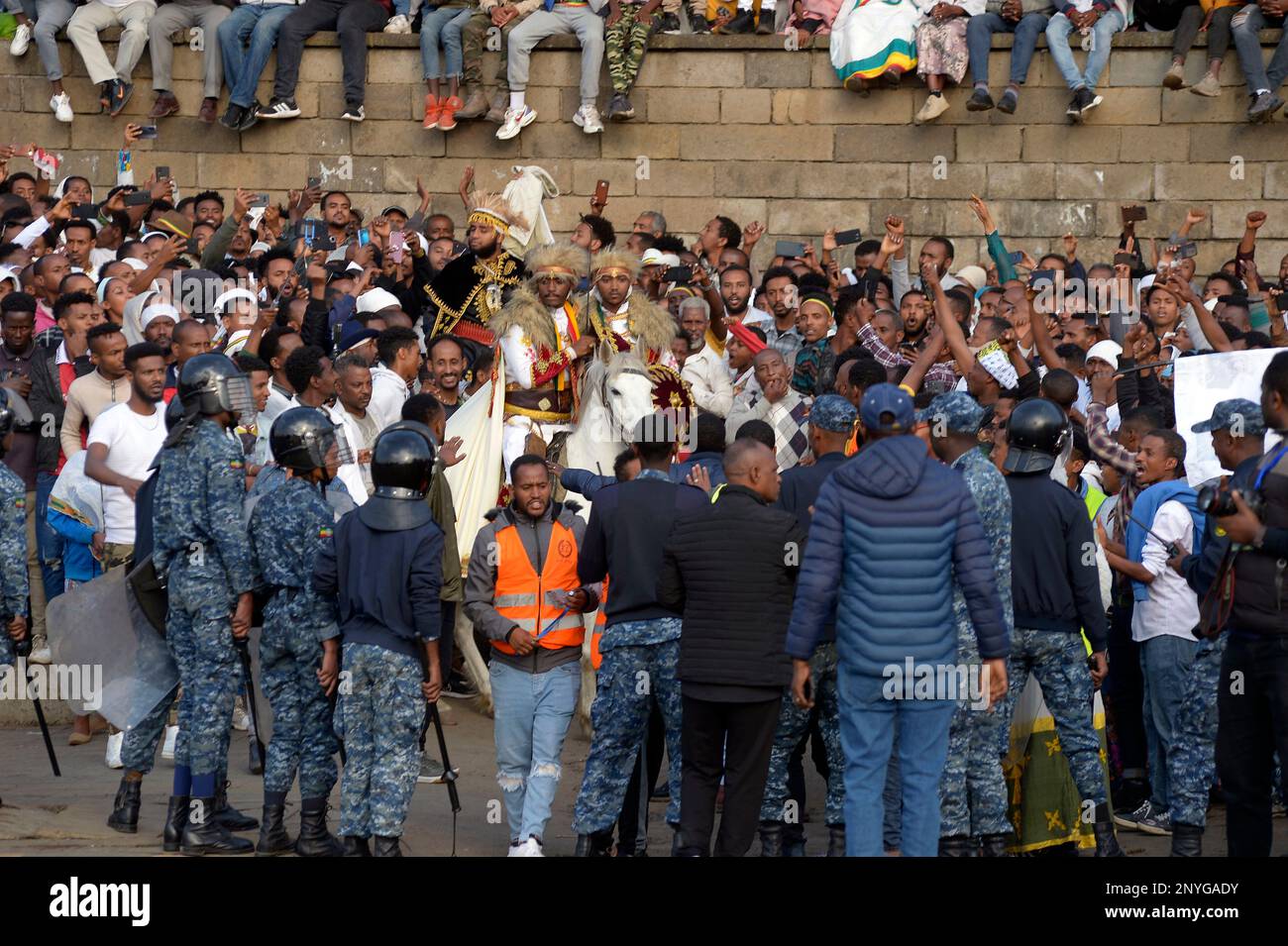 People gathered to celebrate the 127th Adwa Victory Day are prevented ...