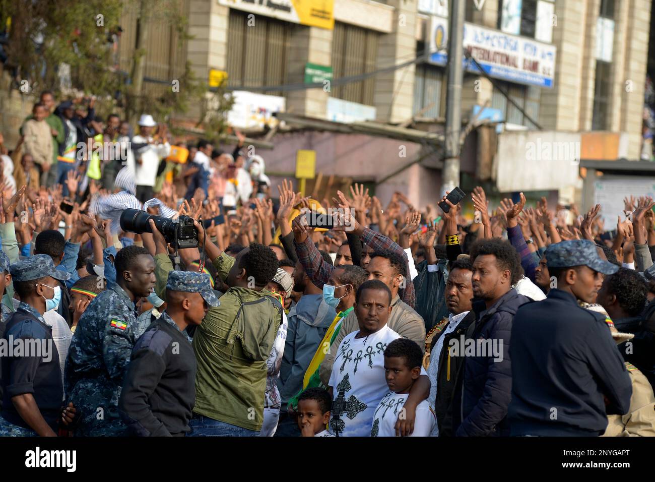 People gathered to celebrate the 127th Adwa Victory Day are prevented ...