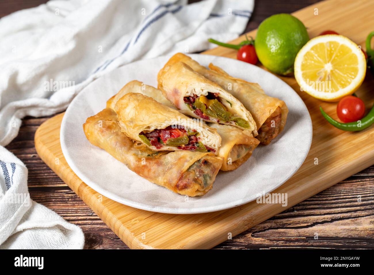 Pacanga pastry. Turkish cuisine delicacies. Pastry made with phyllo ...