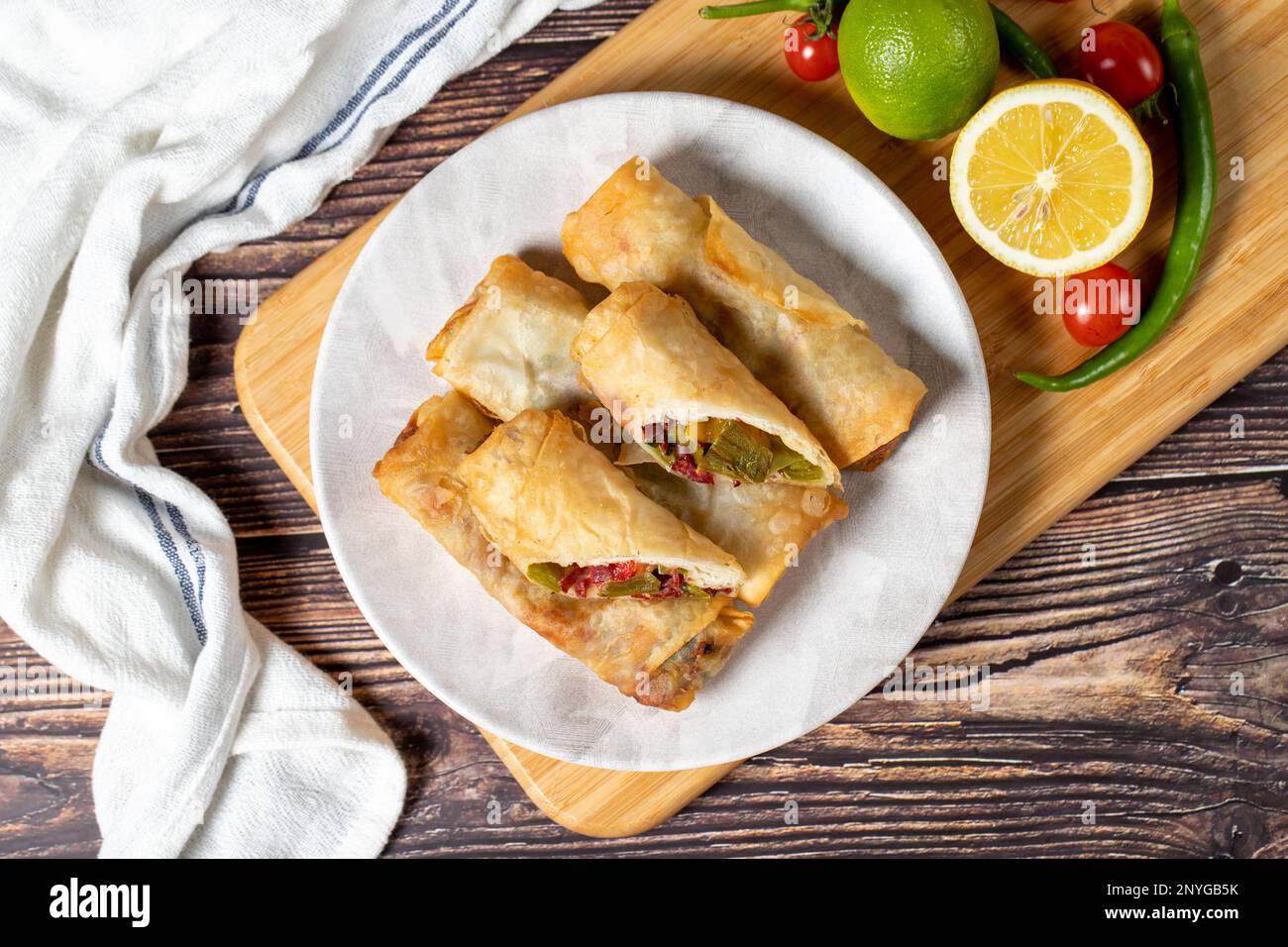Pacanga pastry. Turkish cuisine delicacies. Pastry made with phyllo ...