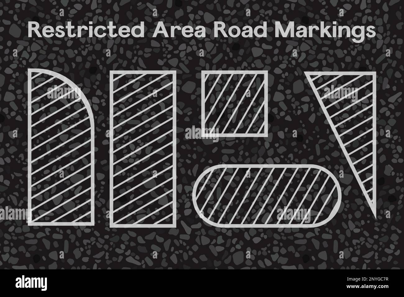 Horizontal road markings, restricted area vector illustration Stock ...