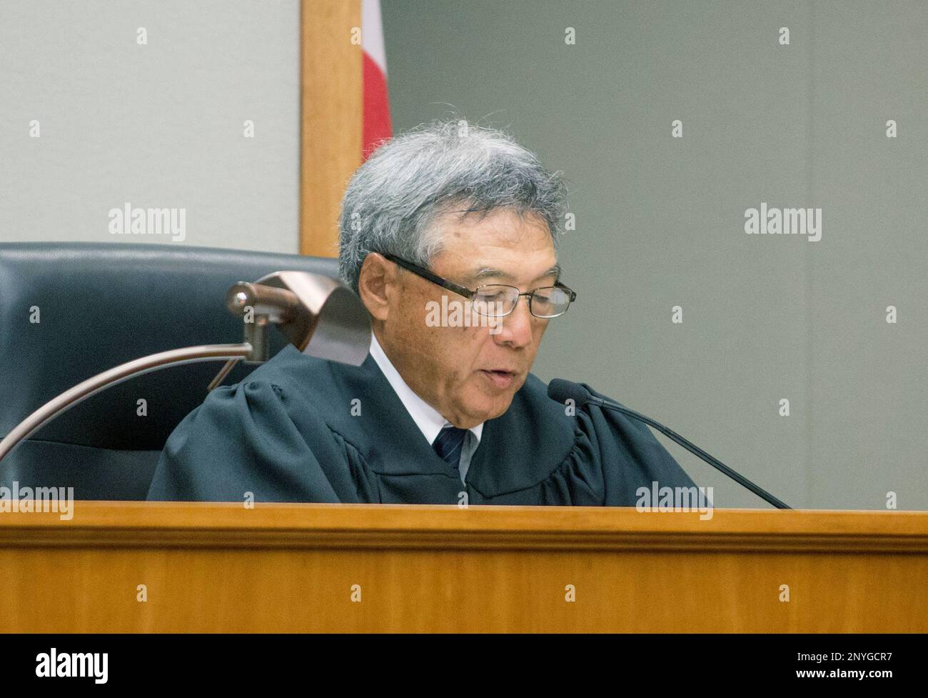 Hilo Circuit Judge Greg Nakamura speaks during the sentencing of Peter ...
