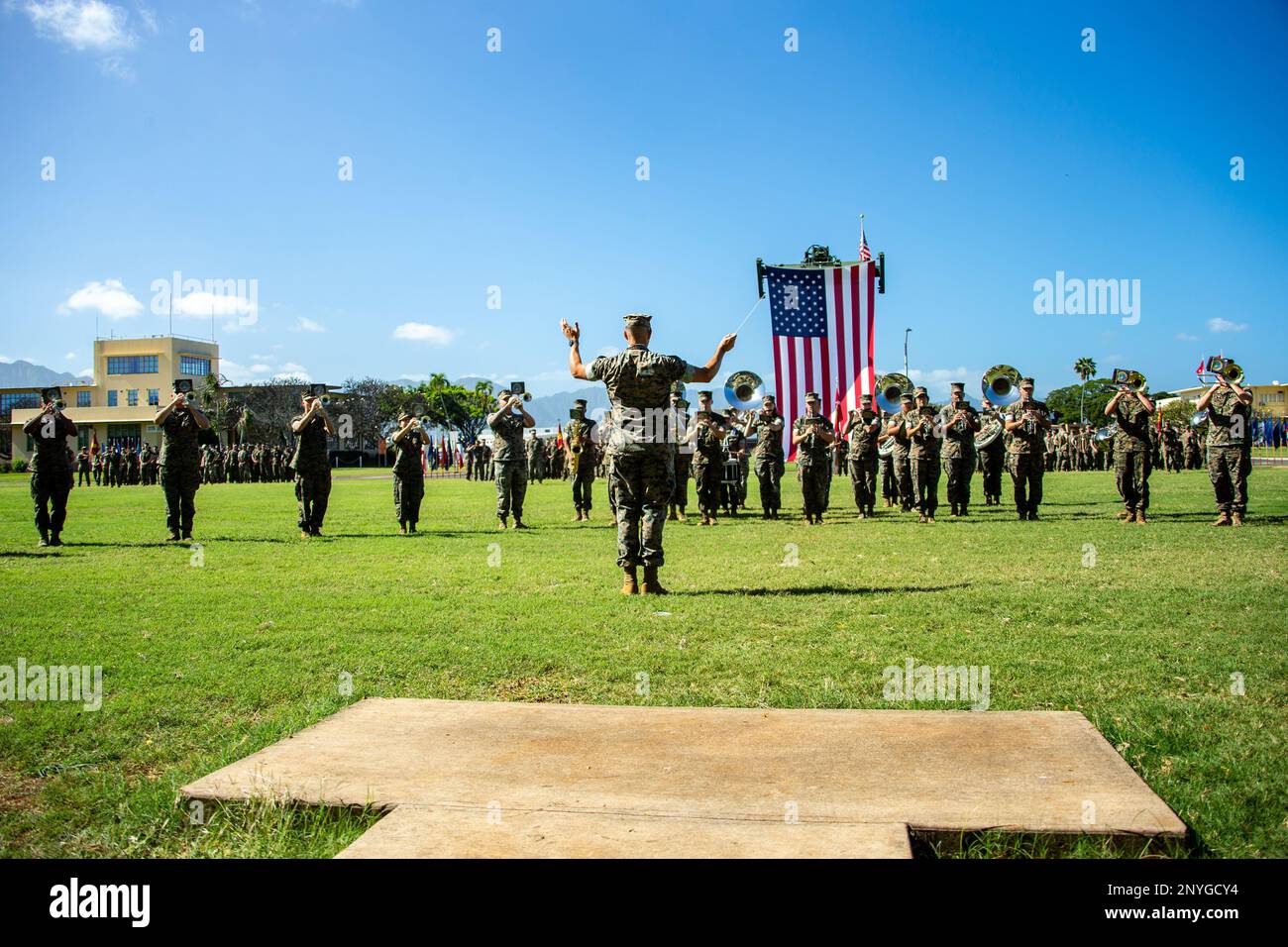 U S Marines With U S Marine Corps Forces Pacific Band Play Before