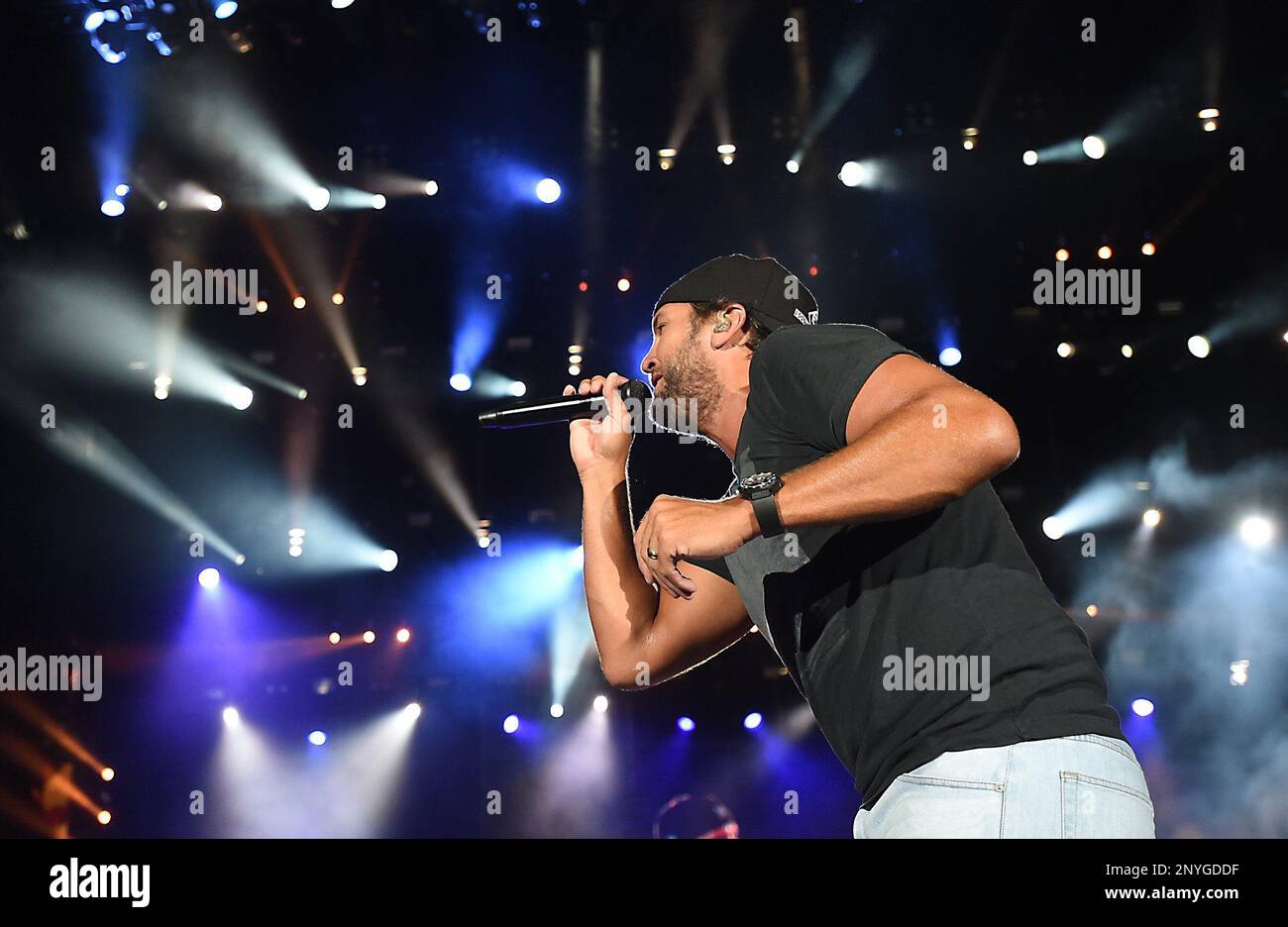 Luke Bryan performs during the Faster Horses Festival at Michigan ...