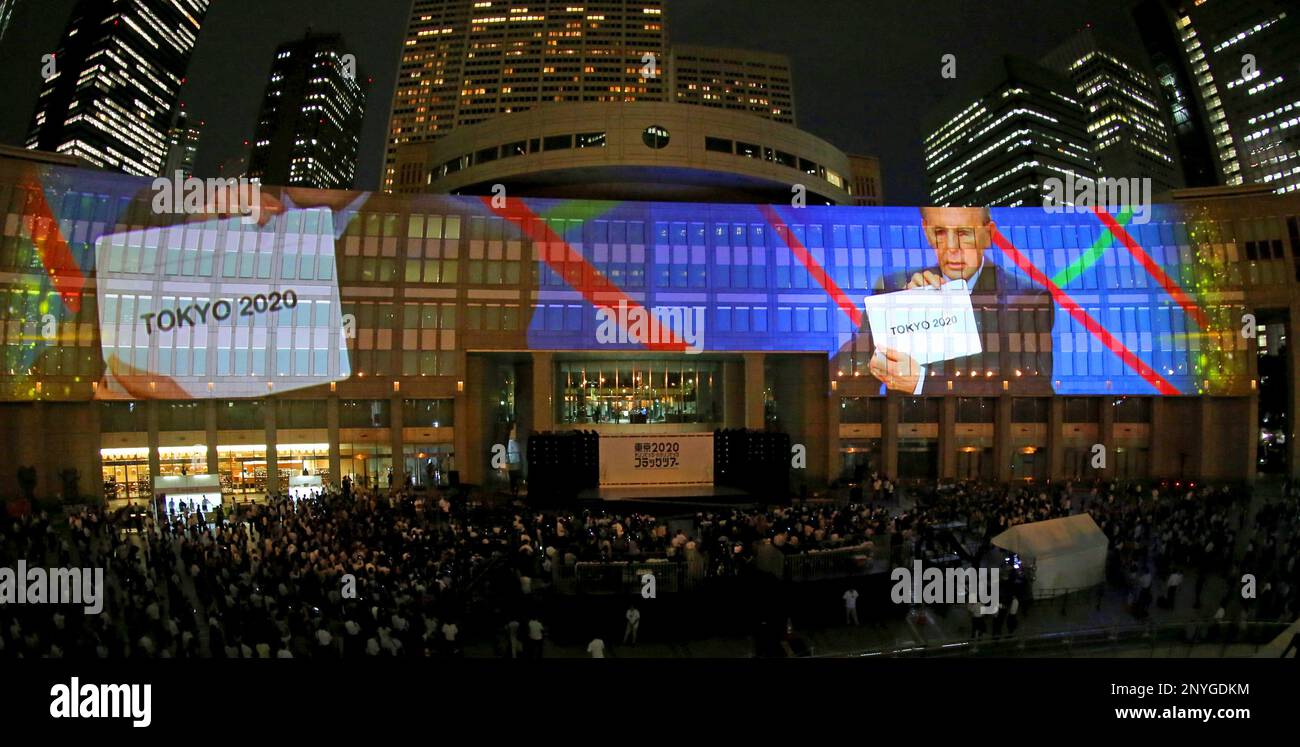 Images of using projection-mapping technology are beamed at the Tokyo ...