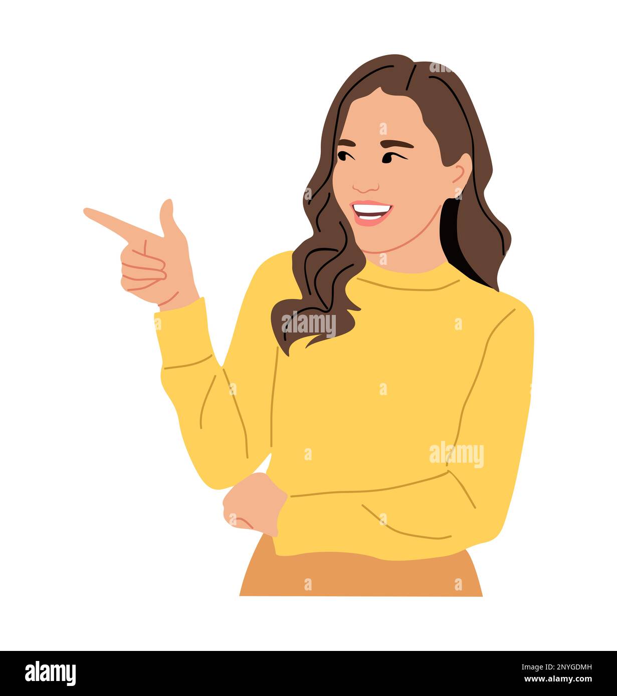 Cute young girl pointing out Stock Vector Images - Alamy