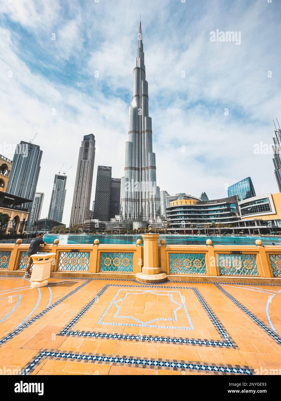 Burj Khalifa view from Burj park bridge in Downtown Dubai, United Arab ...
