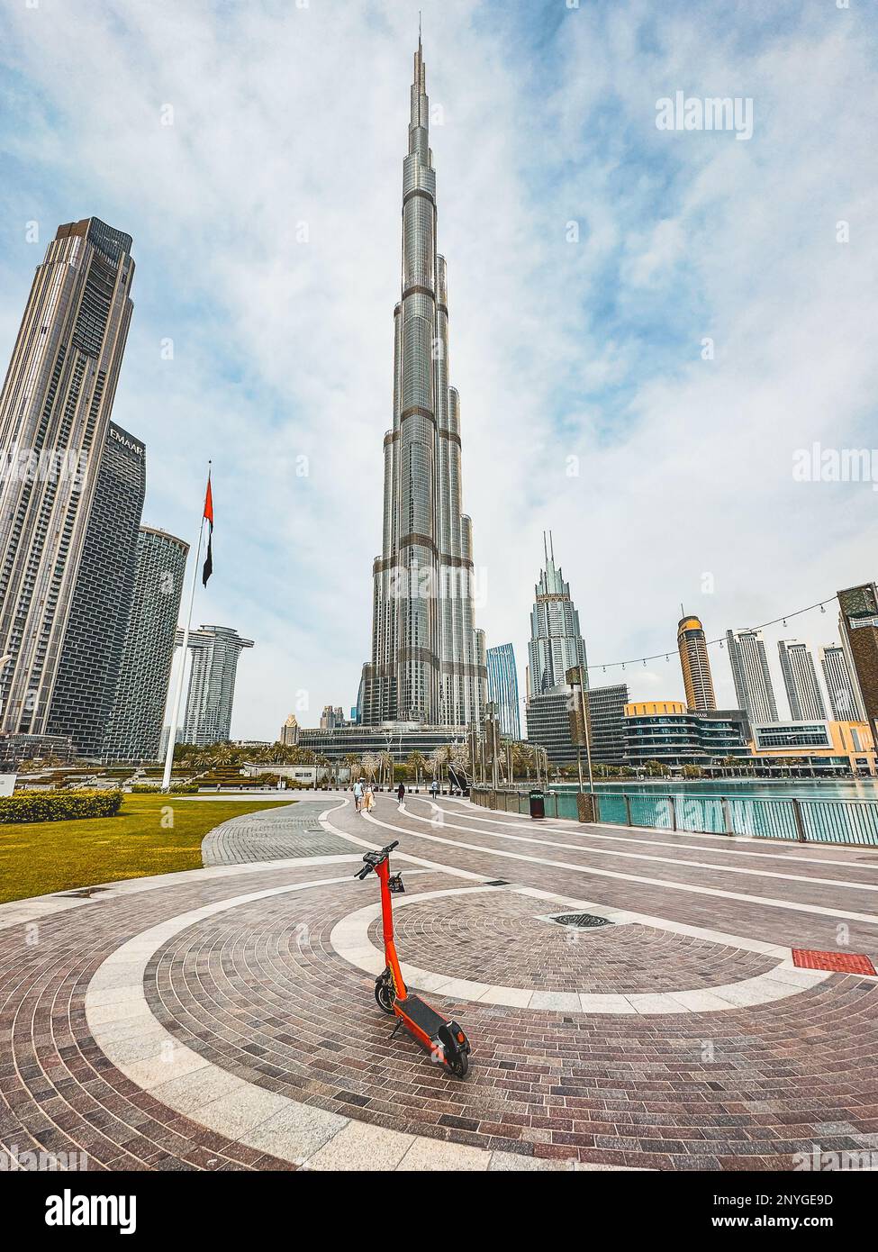 Burj Khalifa view from Burj park bridge in Downtown Dubai, United Arab ...