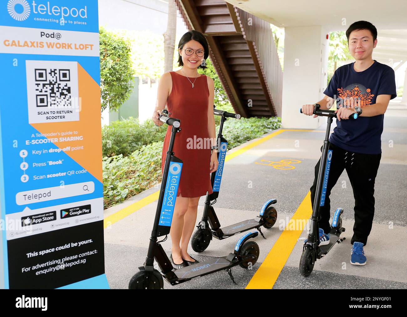 (Left to Right) Ms Gan Jin Ni, Telepod CEO and Mr Louis Goh, Telepod ...