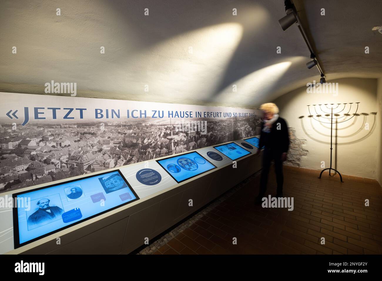 02 March 2023, Thuringia, Erfurt: A woman looks at the new permanent ...