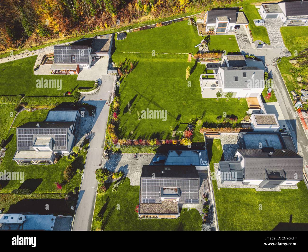 Aerial view of new housing development in suburban community Stock ...