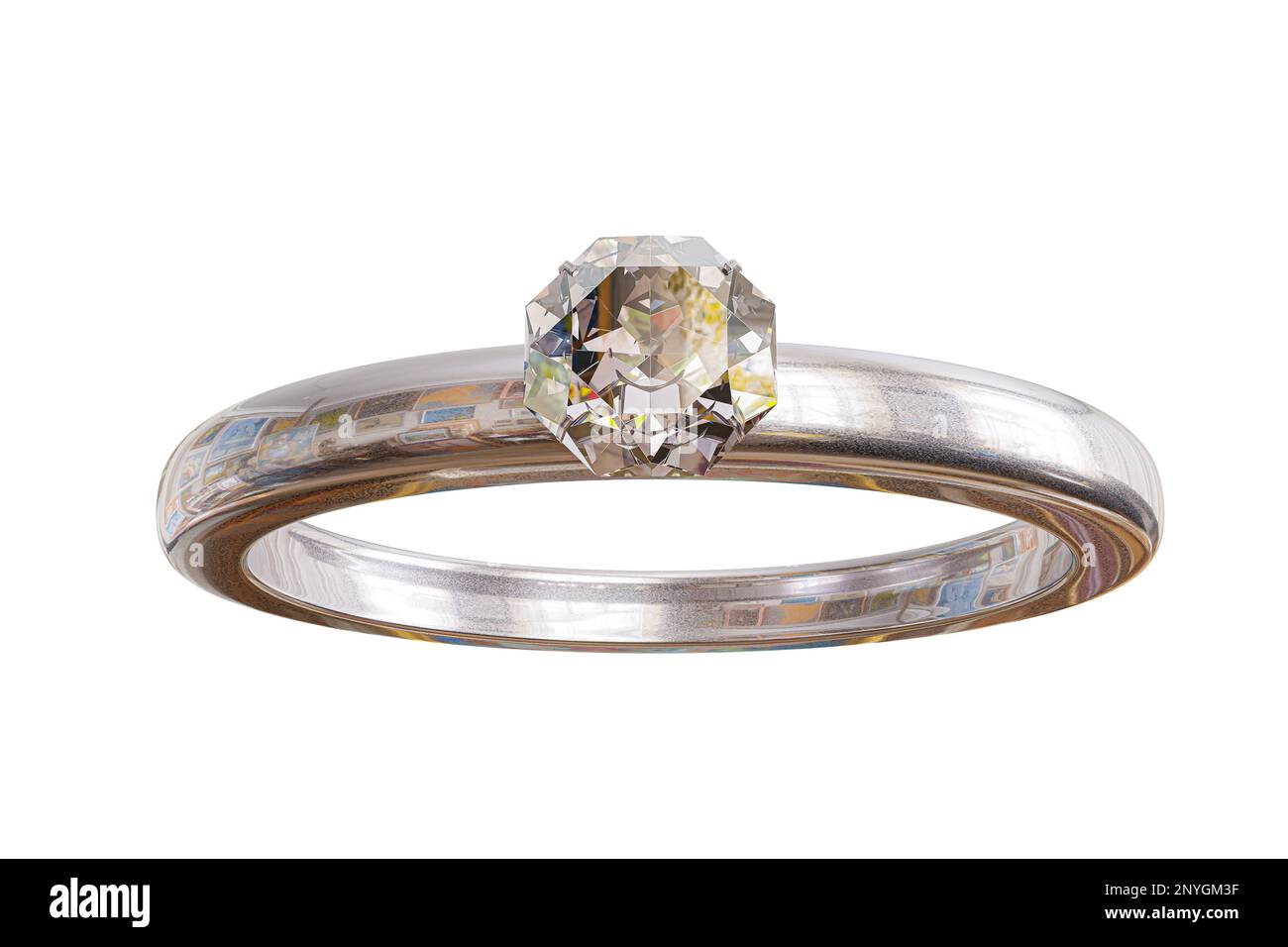 solitaire ring isolated on white background 3d illustration Stock Photo ...