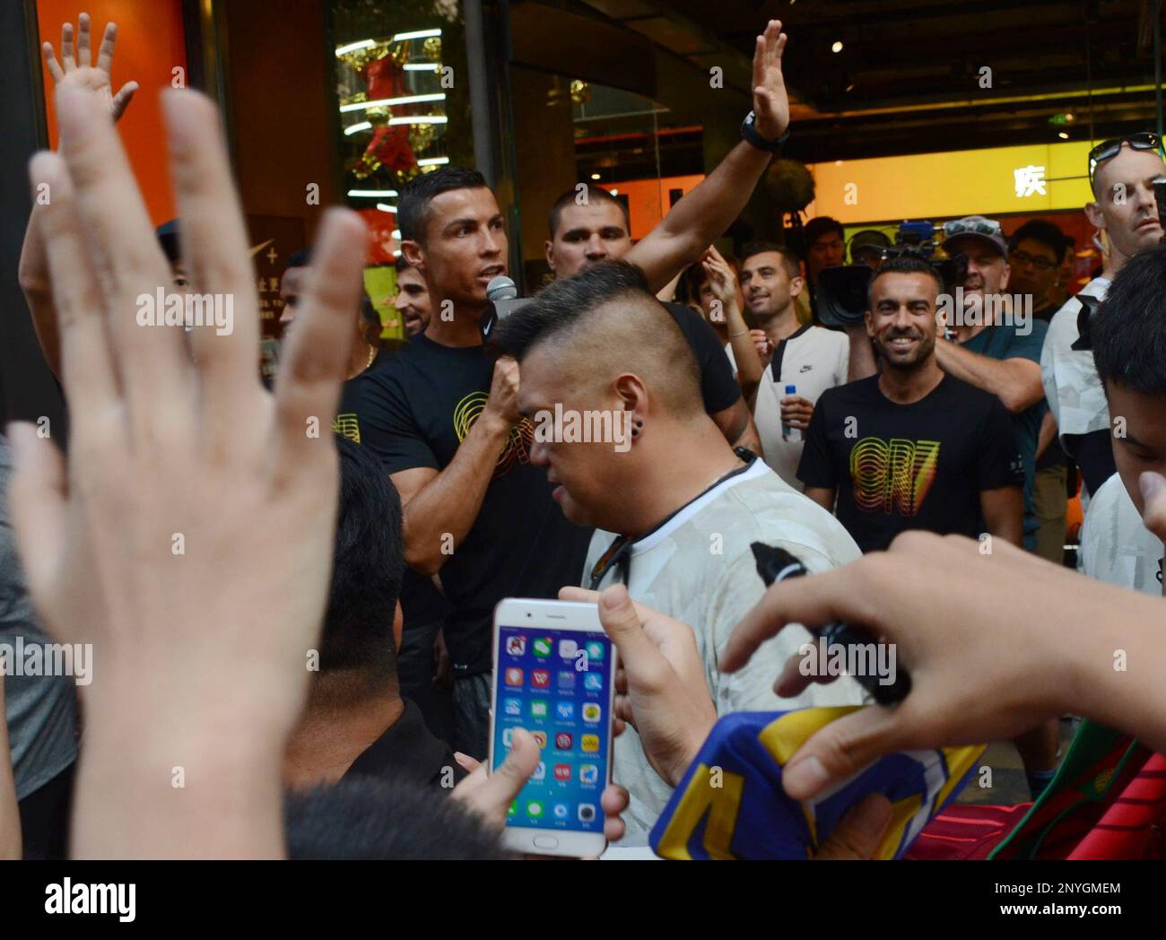 Portuguese football player Cristiano Ronaldo of Real Madrid is ...