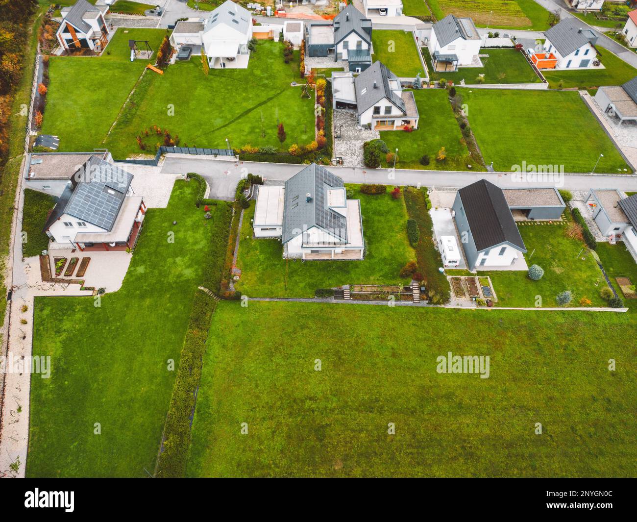 Plots of land with newly built family houses outside the city in ...