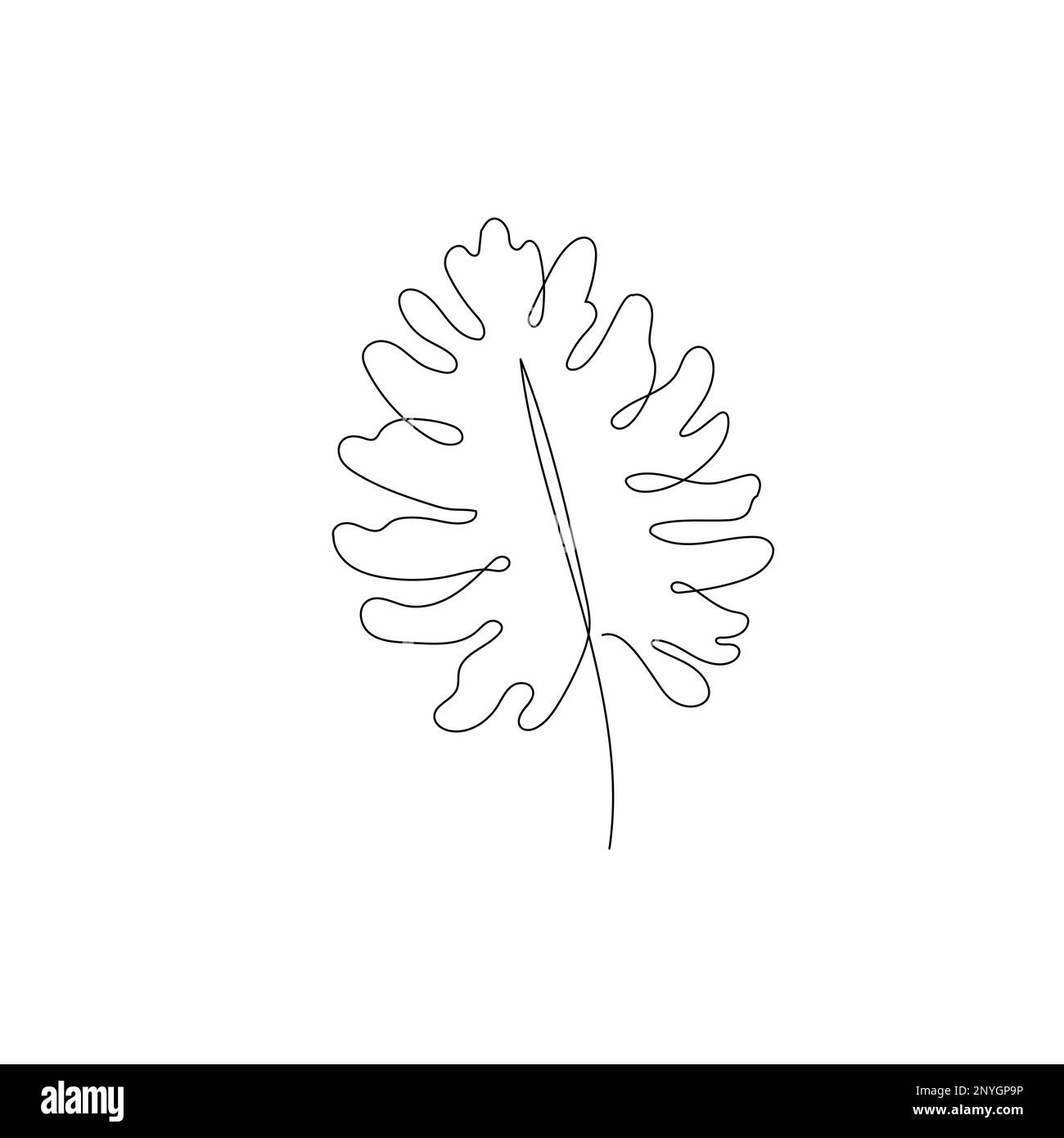 Line monstera leaf art. One continuous line art decorative monstera ...
