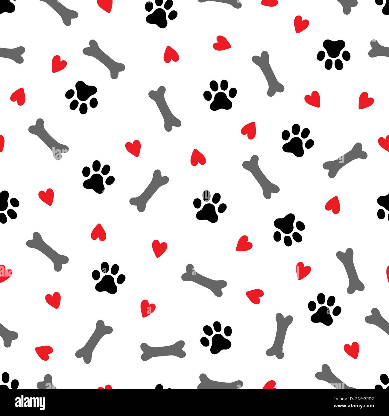 Pet footprint seamless pattern. Pet animal dog, cat footprint ...