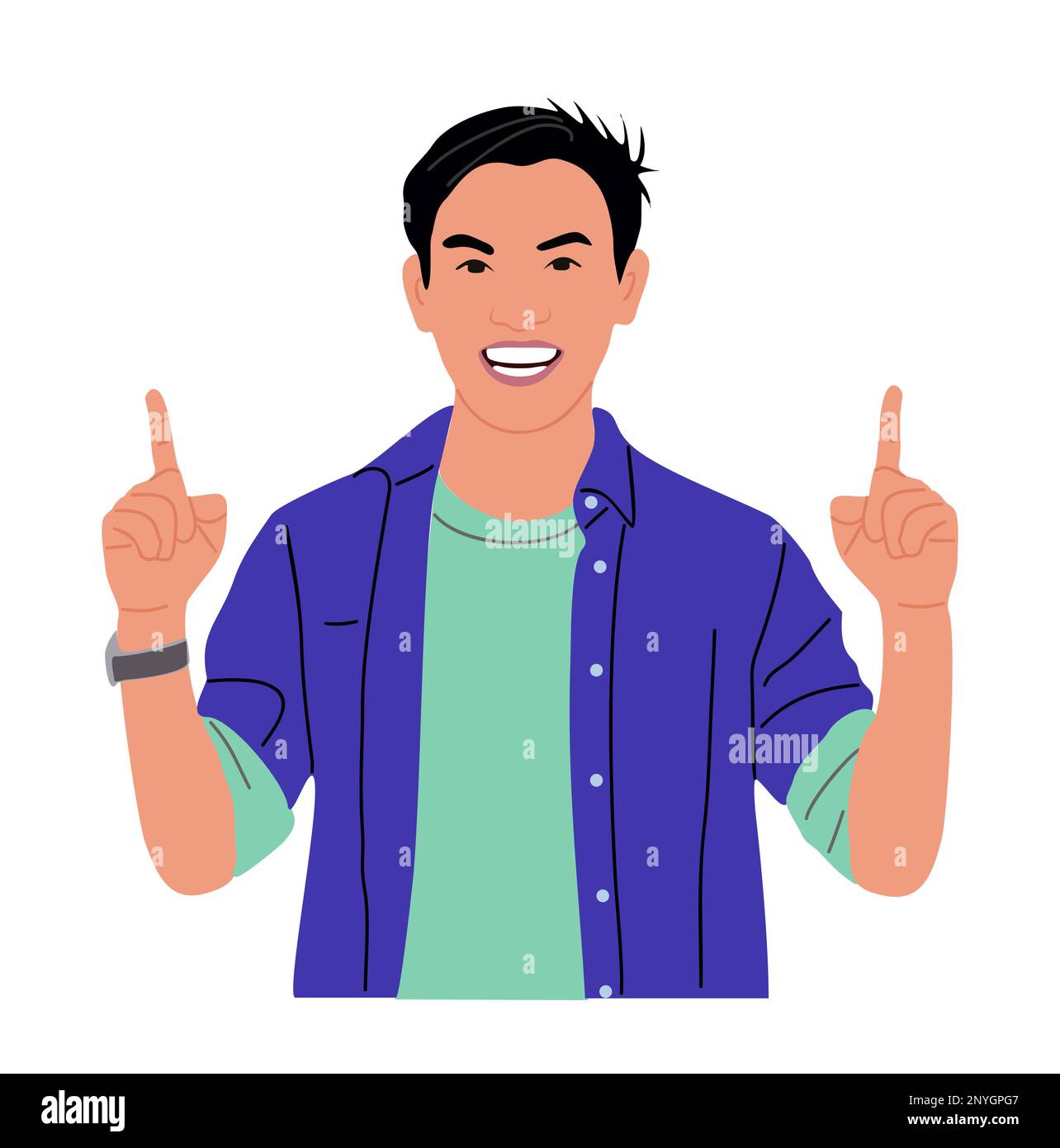 Smiling boy pointing up with fingers vector Stock Vector Image & Art ...