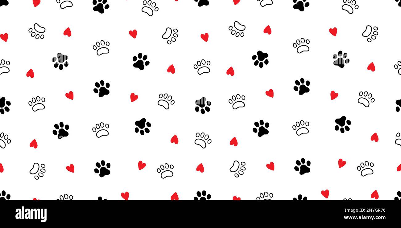Pet footprint seamless pattern. Pet animal dog, cat footprint ...