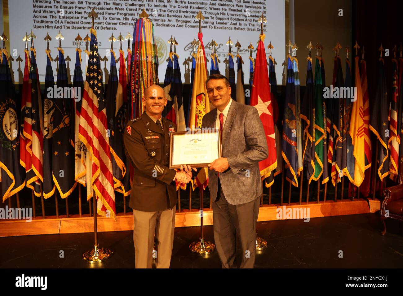 Lt. Gen. Omar Jones, left, U.S. Army Installation Management Command ...
