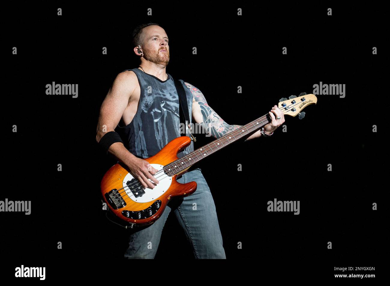 Dave Farrell of Linkin Park performs during the Rock On The Range ...