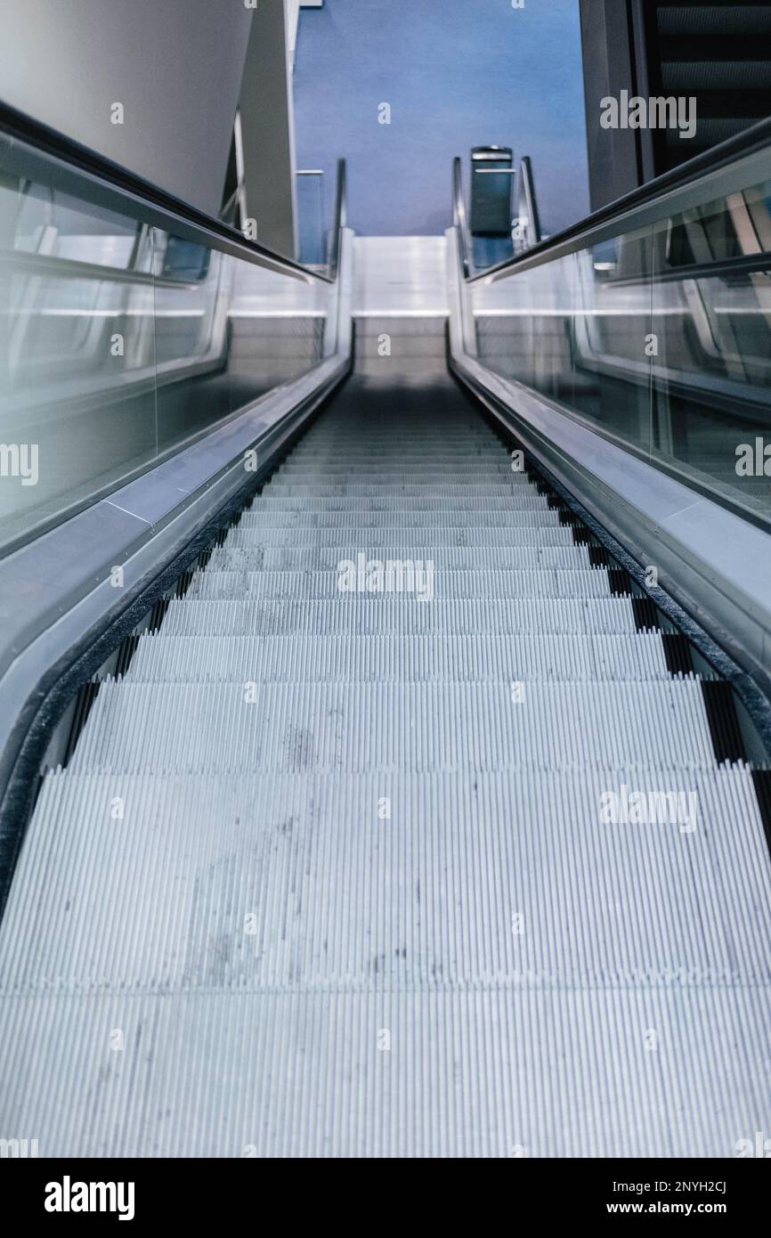 A vertical shot from an escalator. Escalators are located and large ...