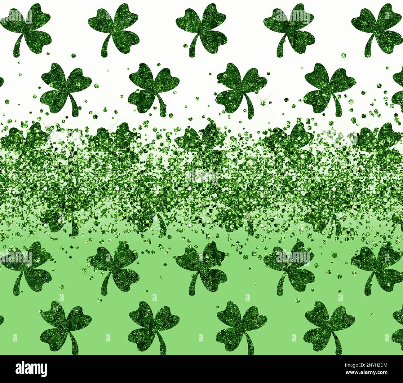 Saint Patrick's day shiny glitter background. Green clover leaves ...