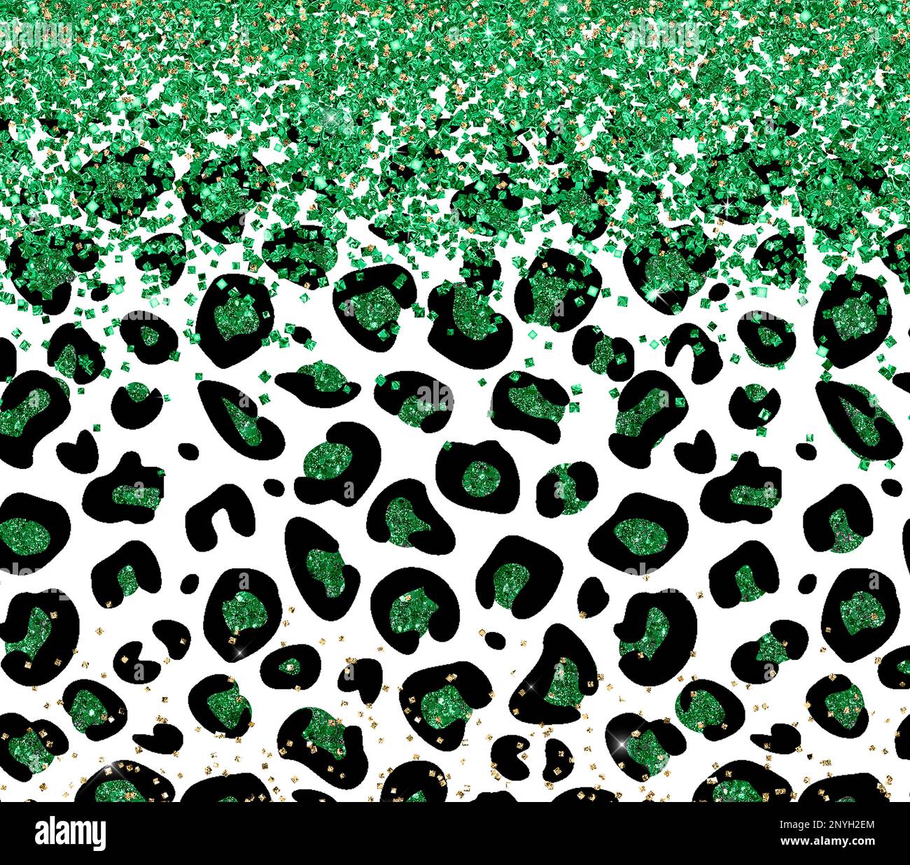 Leopard Saint Patrick's day shiny glitter background. Green clover ...