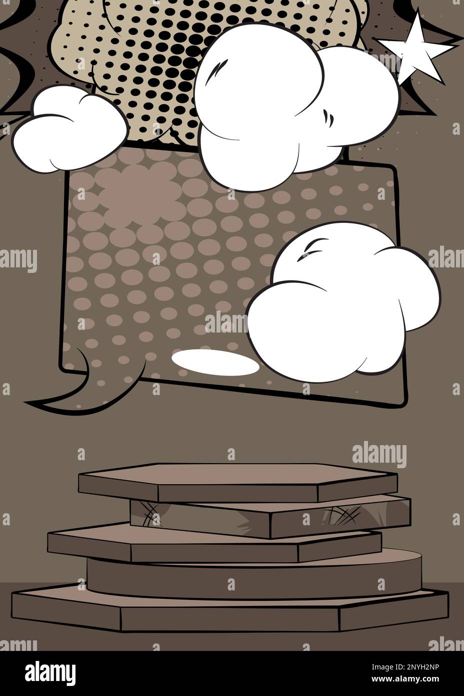 Gray Pop Art Product podium. Manga Style Showcase. Comic Book Showroom ...