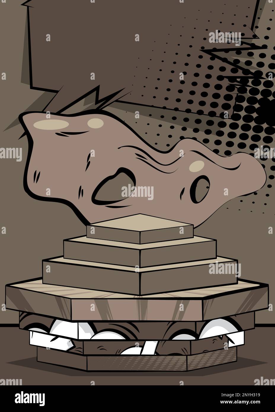 Gray Pop Art Product podium. Manga Style Showcase. Comic Book Showroom ...