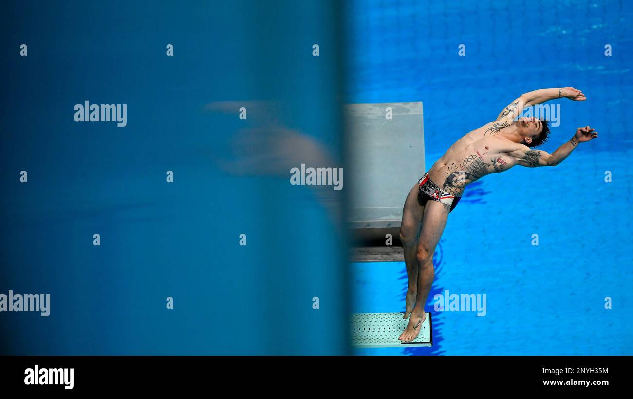 Matthieu Rosset of France competes in the men's diving 3m springboard ...