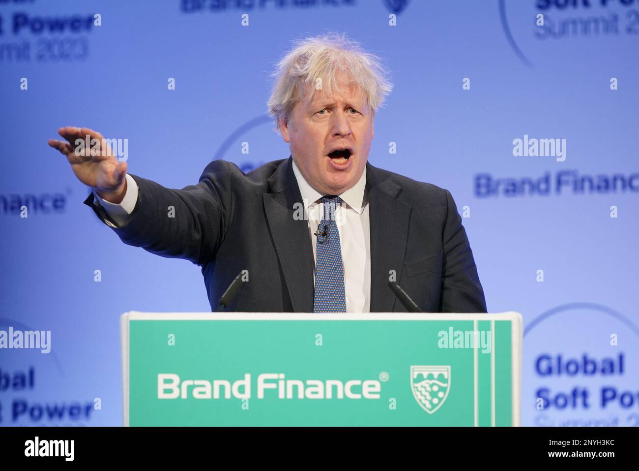 Former prime minister Boris Johnson speaks during the Global Soft Power ...