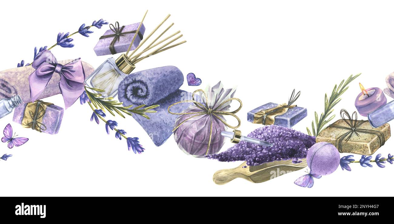 Horizontal border with cosmetics and accessories for the bathroom and ...