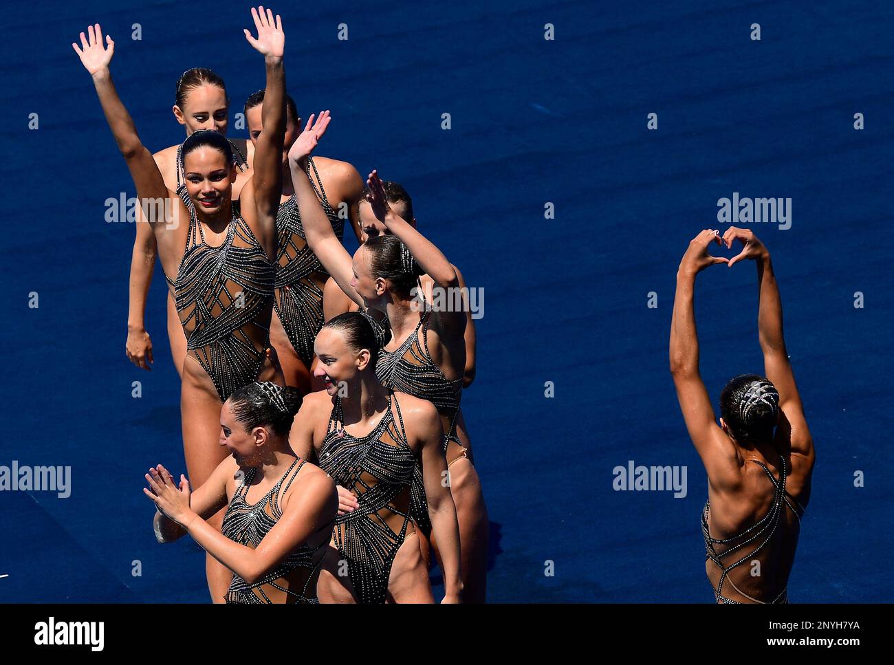 Members of gold medal winner Team Russia celebrate their victory in the ...