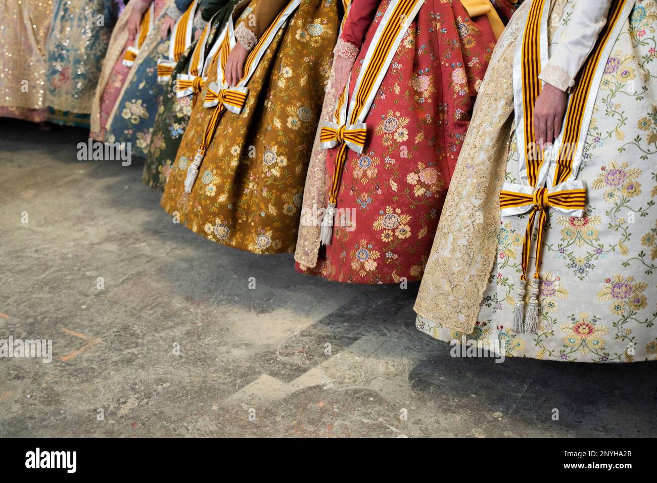 Fallas dresses during a visit to the workshops of the Ciutat de l ...
