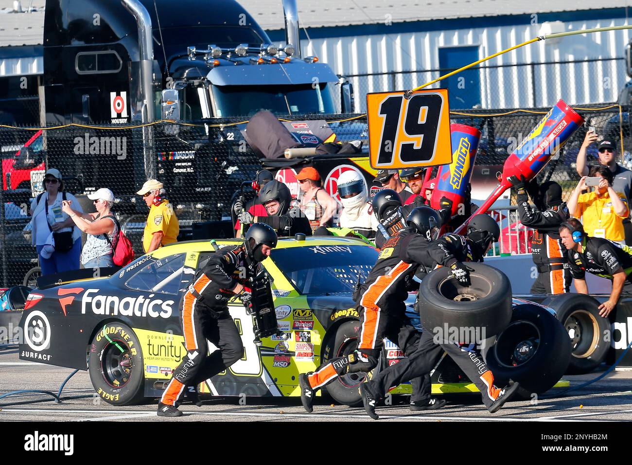 Matt Tifft, Surface / Fanatics Toyota Camry makes a pit stop during the ...