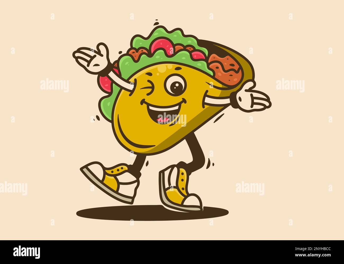 Mascot character design of walking tacos with happy face Stock Vector ...