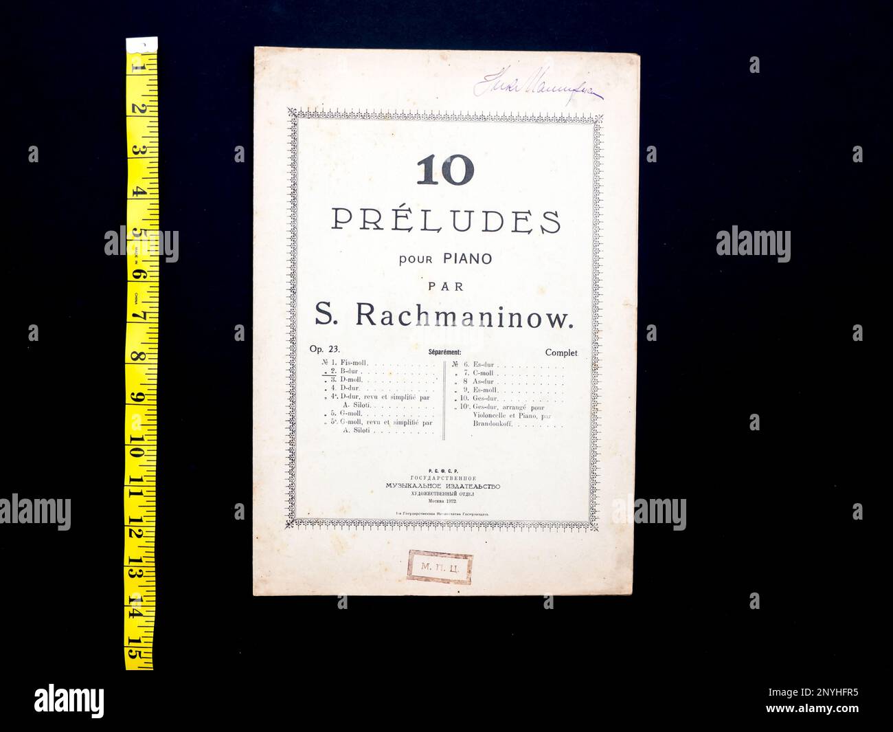 Vintage sheet music "10 preludes pour piano. Op.23 №2 B-dur" by Sergei ...