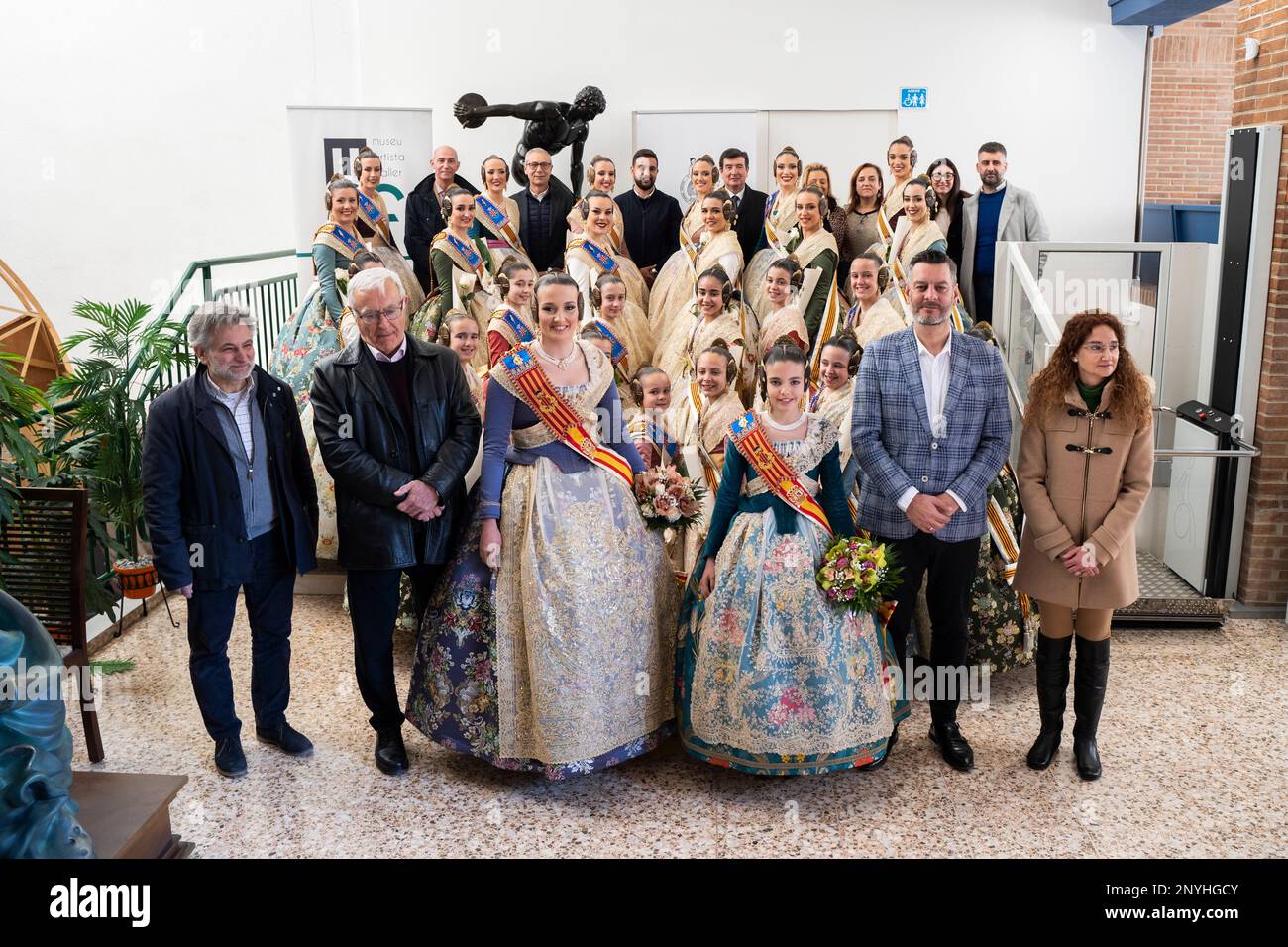 The mayor of Valencia, Joan Ribó (2l); the falleras mayores of Valencia ...