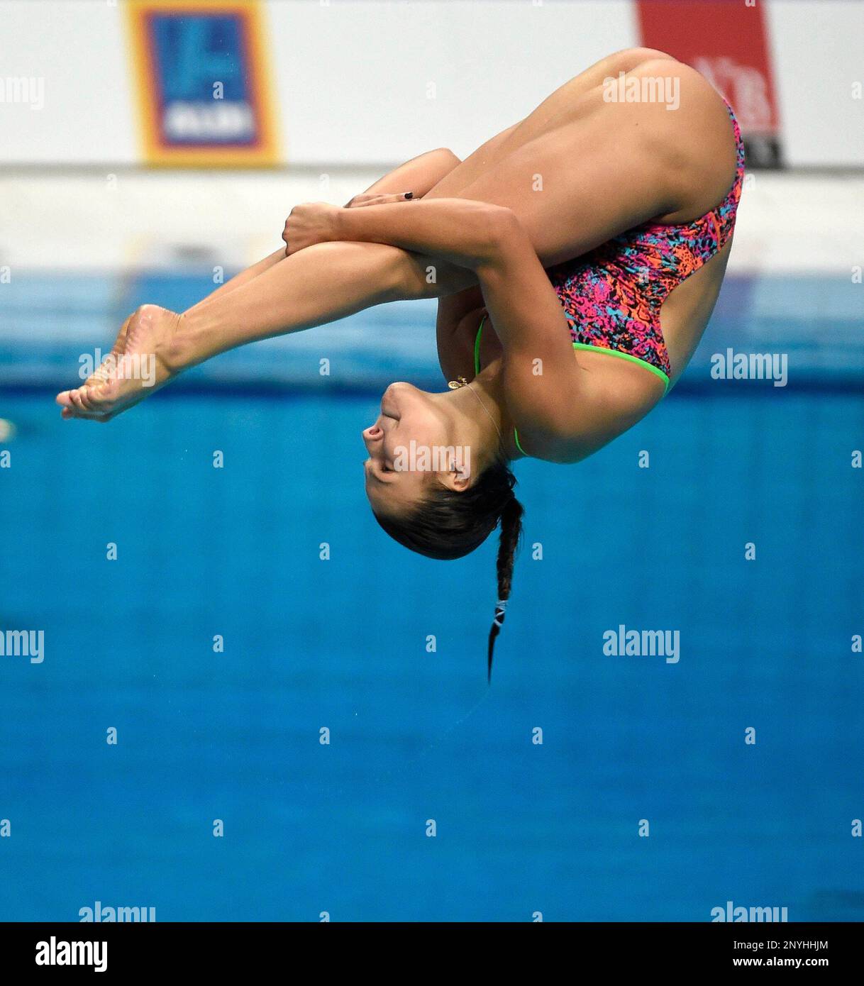 Maria Polyakova of Russia competes in women's diving 1m springboard ...