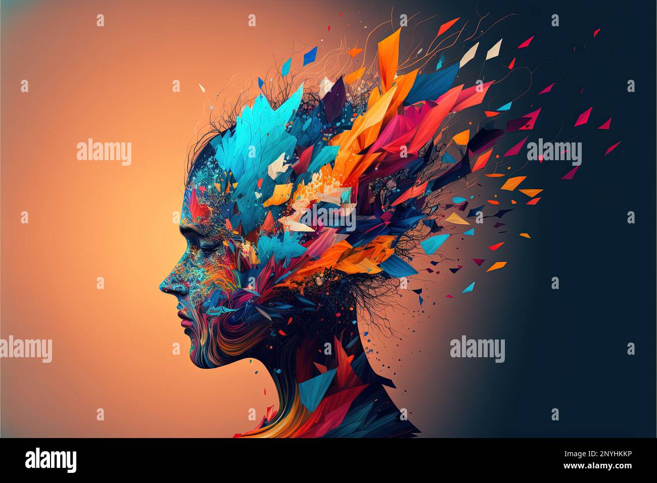 Concept Of Creative Mind And Graphic Imagination Silhouette Of Human