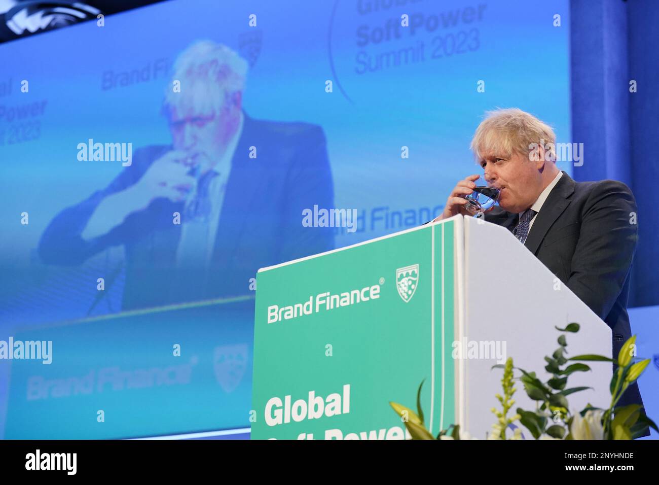 Former prime minister Boris Johnson speaks during the Global Soft Power ...