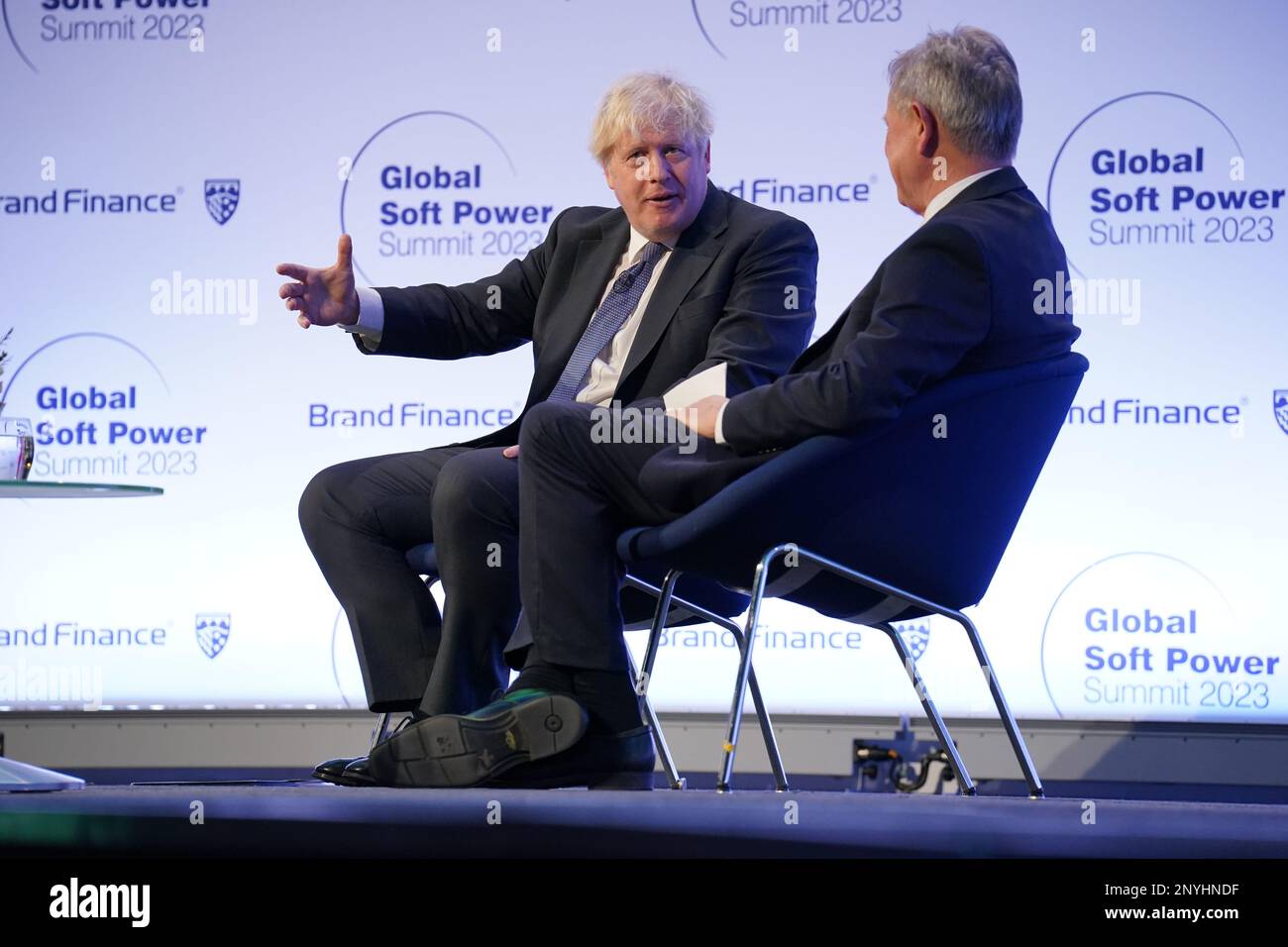 Former prime minister Boris Johnson speaks during the Global Soft Power ...