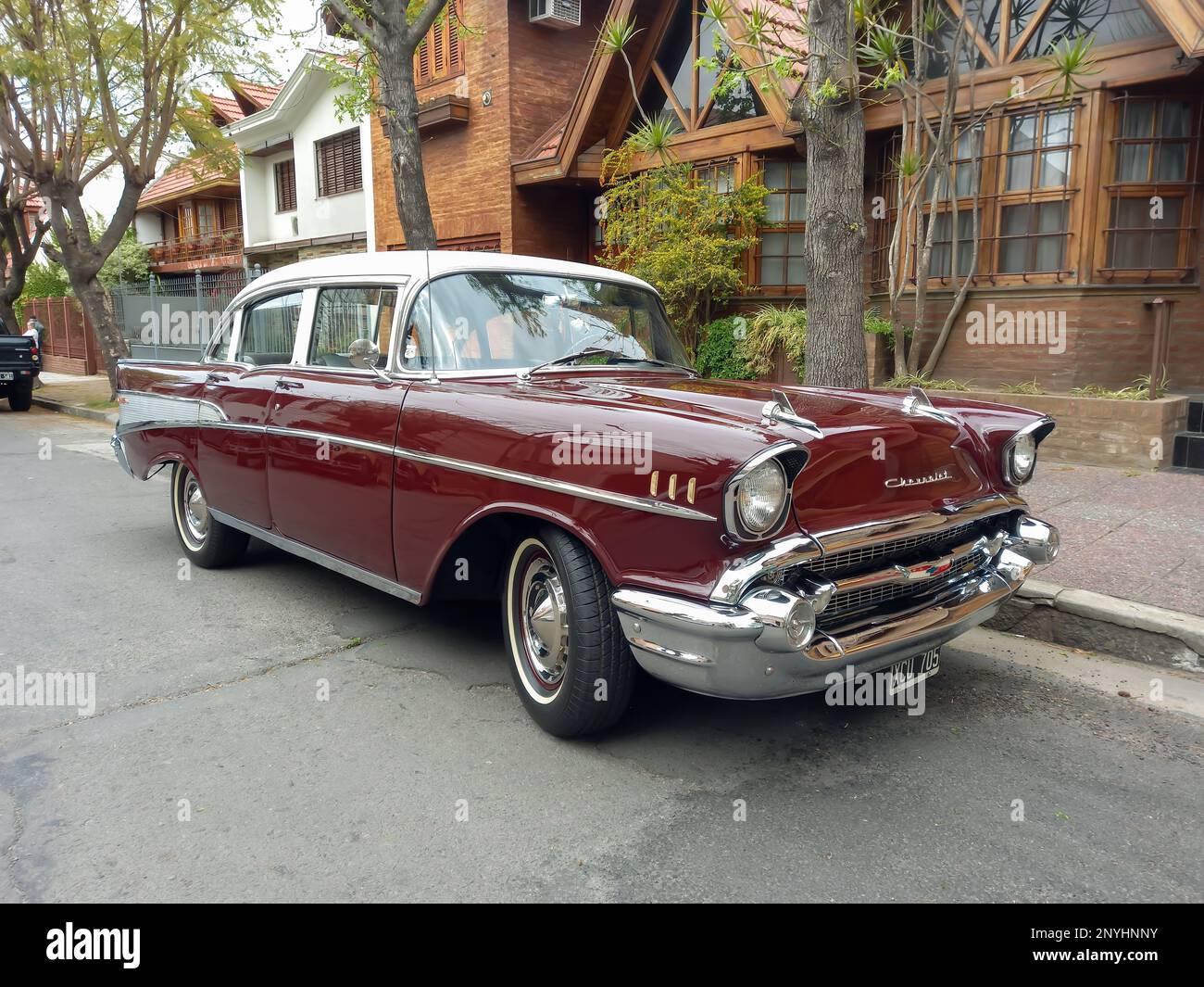 Bernal, Argentina - Sept 18, 2022: Old red burgundy 1957 Chevrolet ...
