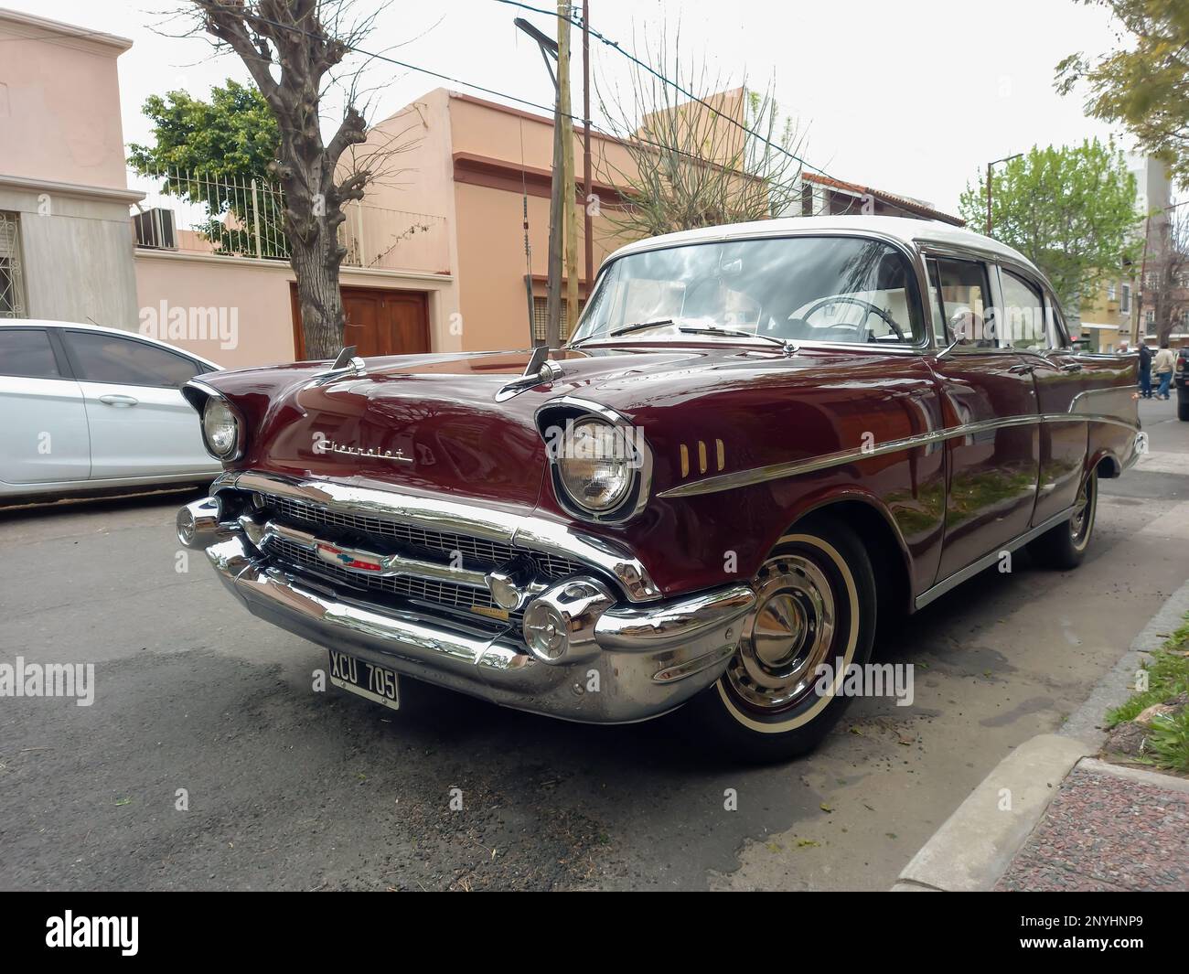 Bernal, Argentina - Sept 18, 2022: Old red burgundy 1957 Chevrolet ...