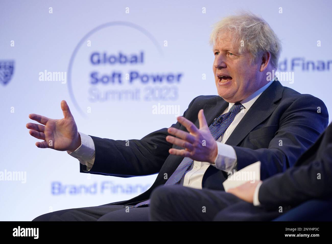 Former prime minister Boris Johnson speaks during the Global Soft Power ...