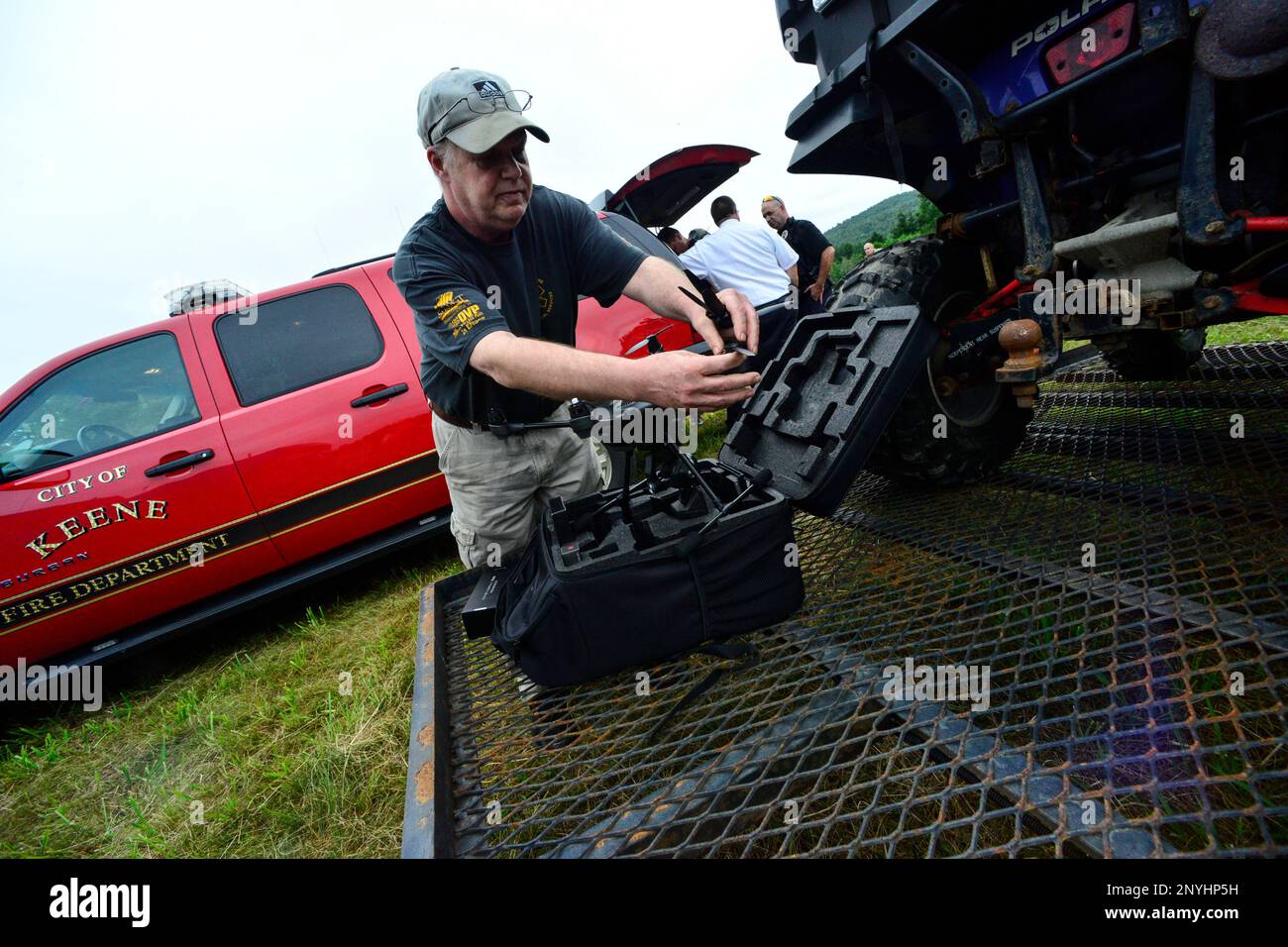 Dennis Croteau, of Walpole Rescue, from Walpole, N.H., prepares a ...