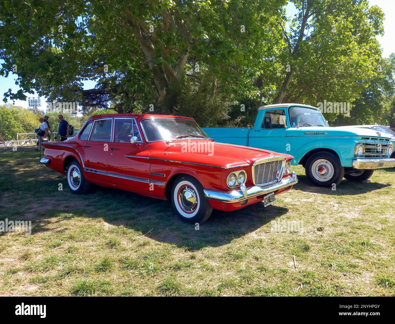 old red 1961 Chrysler Plymouth Valiant V 200 compact four door sedan in ...