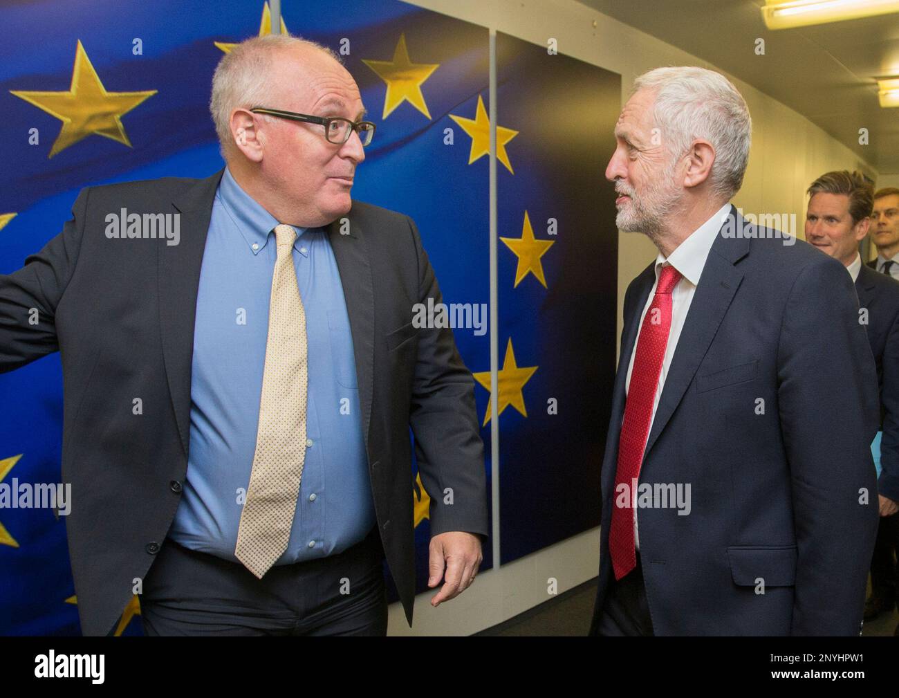 European Commission Vice-President Frans Timmermans, left, welcomes ...
