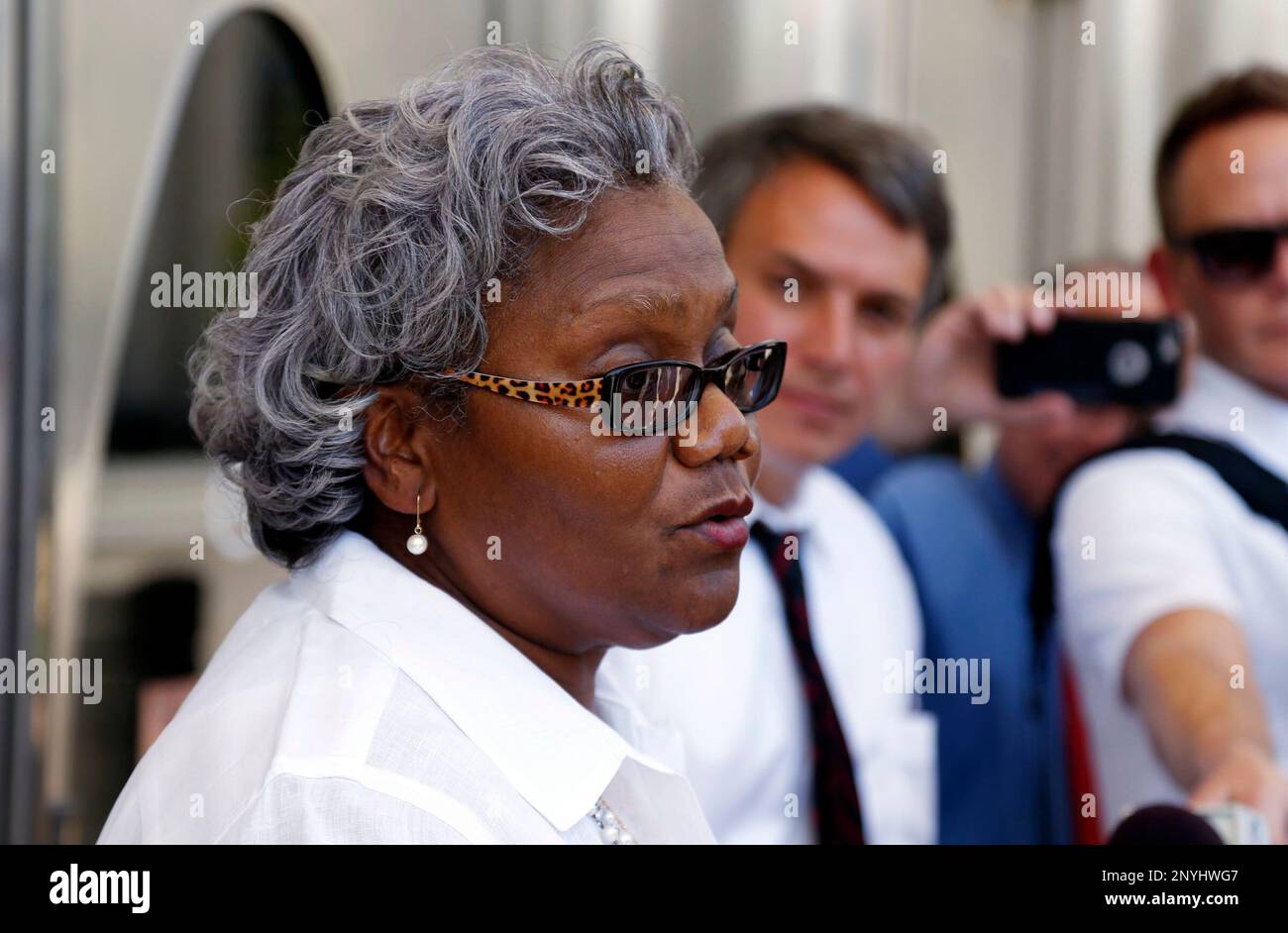 Acting U.S. Attorney Loretta Radford speaks to the media outside the ...